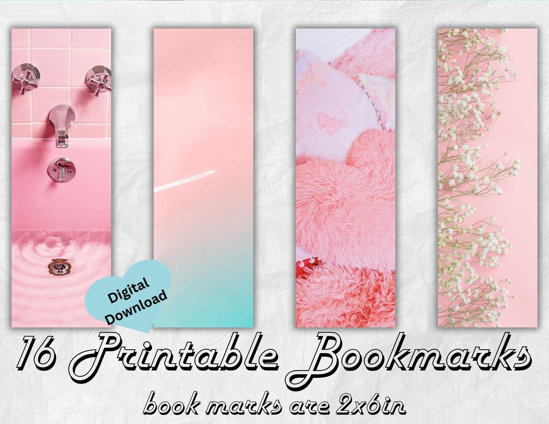 Printable Bookmarks Pink Aesthetic Pastel Pink Bookmarks for Girls Gift ...