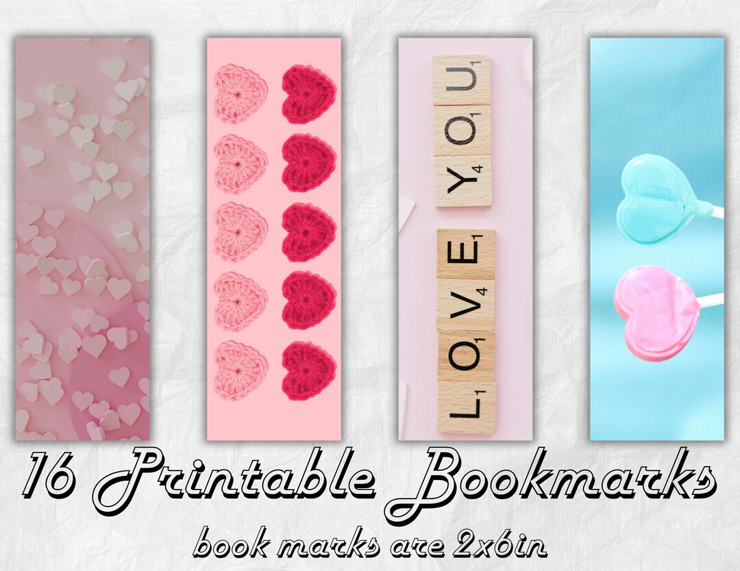 16 Printable Bookmarks, Valentine Theme, Valentine's Bookmarks ...
