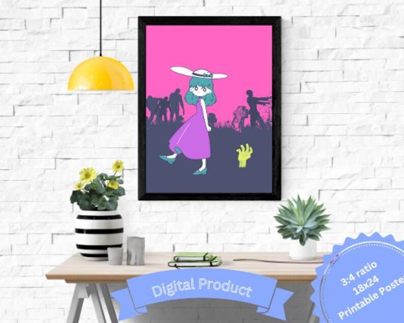 Printable Anime Wall Art Cute Zombie Anime Walkers Cute Anime Halloween ...