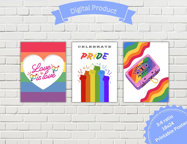 6 Printable Pride Month Posters, Wall Art 16x20 20x16 18x24 24x18 8 ...