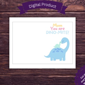 Printable Mother's Day Card, Mom You're Dino-mite, Cute Card, Birthday ...