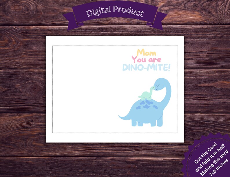 Printable Mother's Day Card, Mom You're Dino-mite, Cute Card, Birthday ...