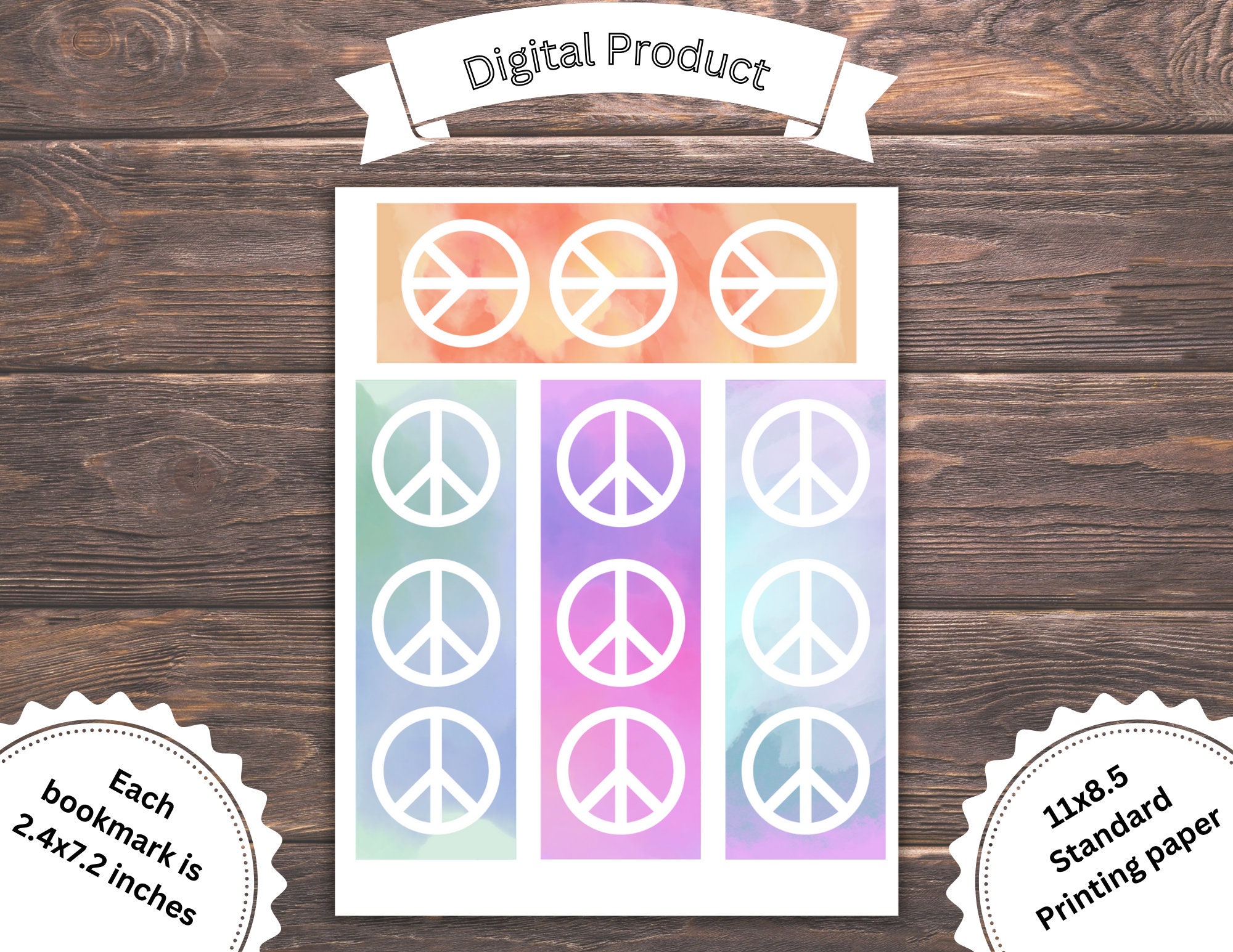 15 Printable Bookmarks Peace Signs, Hippie Themed, Peace Sign ...