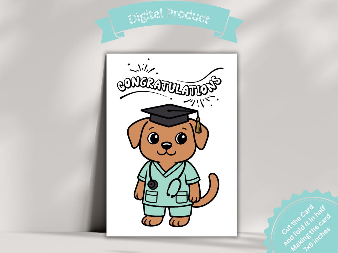 Printable Veterinarian Graduation Card Vet Tech Dog Veterinary School ...