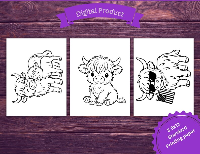 25 Printable Cute Highland Cows Coloring Pages Long Hair Cow Coloring ...