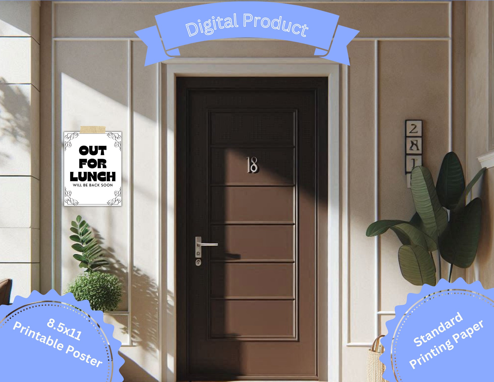 Printable Sign Out for Lunch Will Be Back Soon, Business Sign, Simple ...