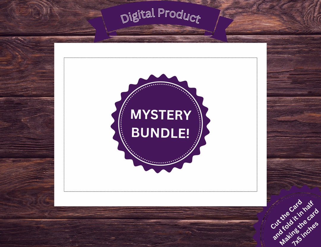 5 Printable Birthday Cards Myster Bundle, Mystery Printables, 5x7 Cards ...