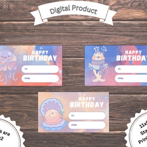 16 Printable Ocean-themed Happy Birthday Gift Tags - Etsy