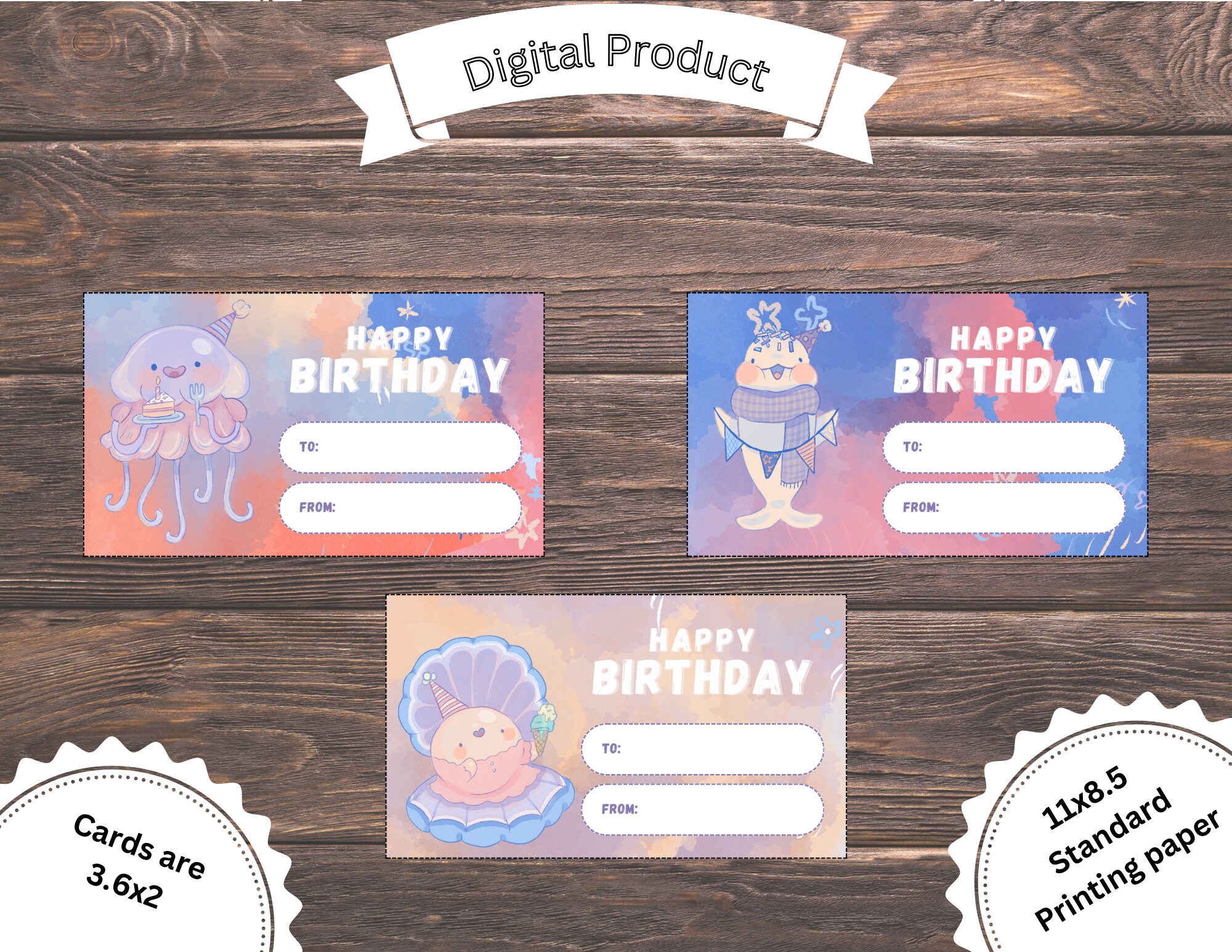 16 Printable Ocean-themed Happy Birthday Gift Tags - Etsy