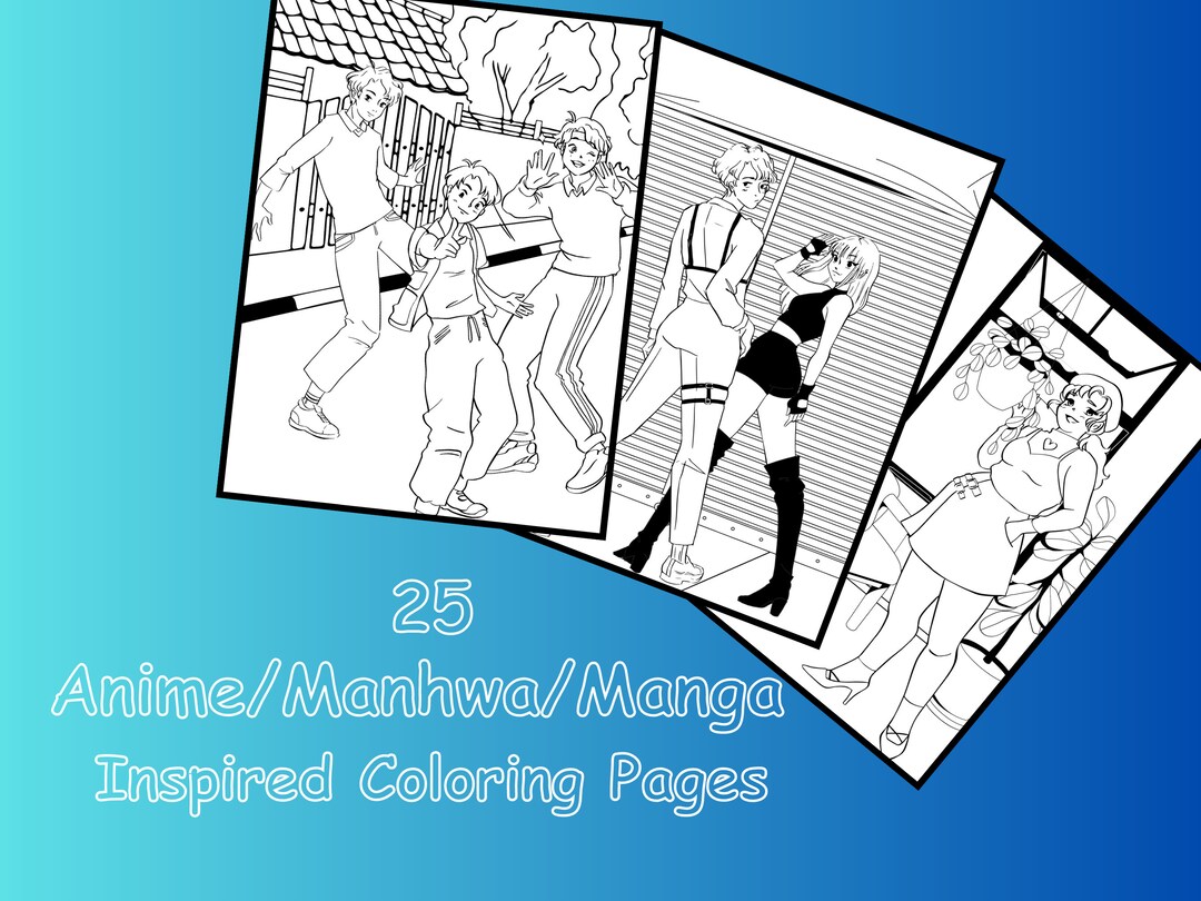 25 Anime/manhwa/manga Inspired Coloring Pages - Etsy