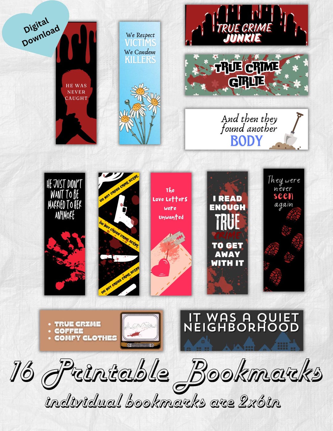 16 Printable True Crime Bookmarks, True Crime Junkie, True Crime Junkie ...