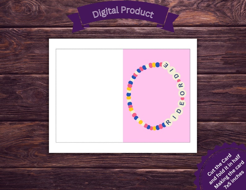 Printable Card, Ride or Die Bracelet, Y2k Inspired, Loyal Card, Card ...