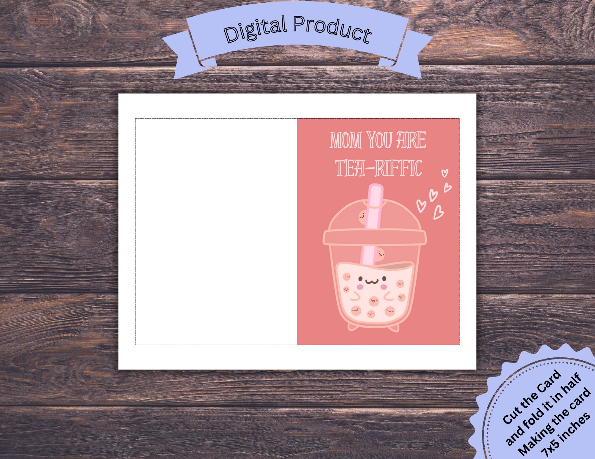 Printable Mothers Day Card Mom You Are Tea-riffic, Cute Birthday Card ...