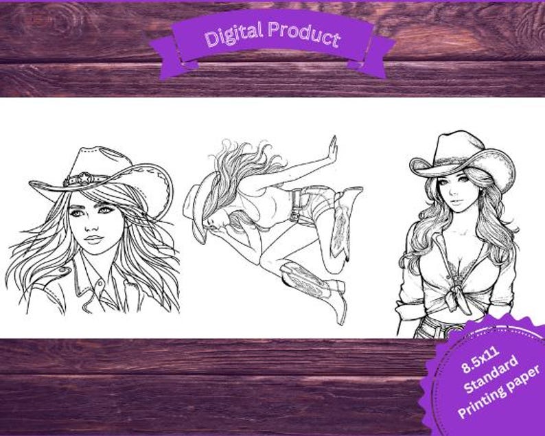 25 Printable Realistic Cowgirls Coloring Book Western Cowgirl Coloring ...