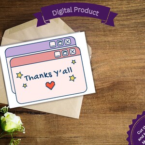 Printable Thanks Y'all Card Thank You Card Retro Computer Open Tab ...