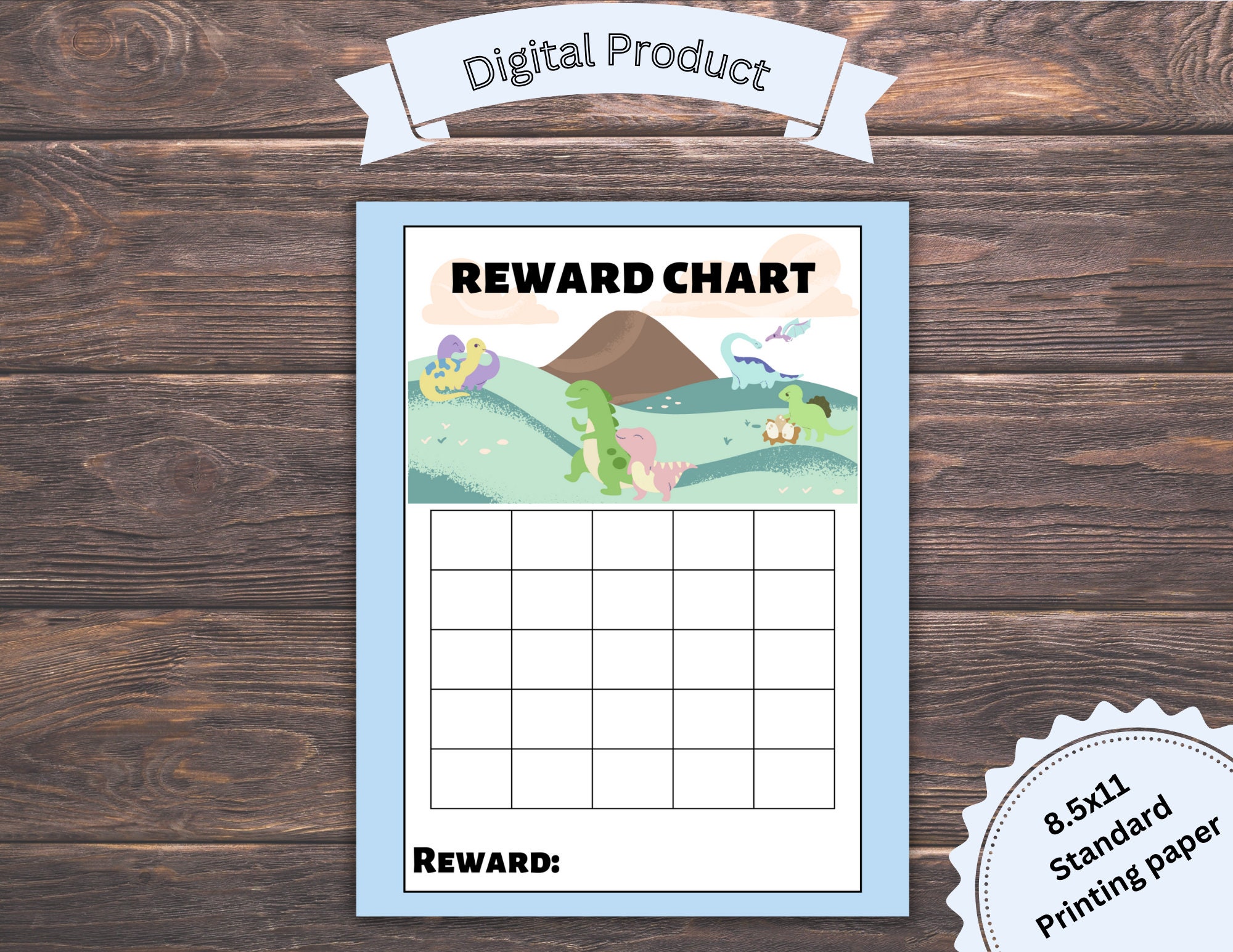Printable Dinosaur Reward Chart, Printable Dinosaur Kids Behavior Chart ...