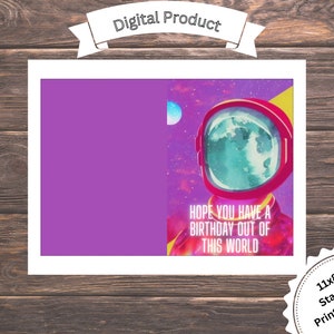 Printable Your Out of This World Astronaut Birthday Card, Space-themed ...