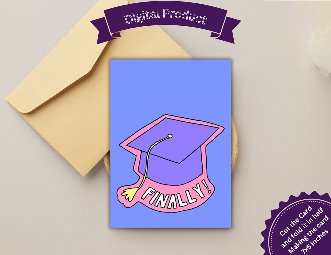 Printable Congratulations Graduation Card, Finally, Pink and Blue ...