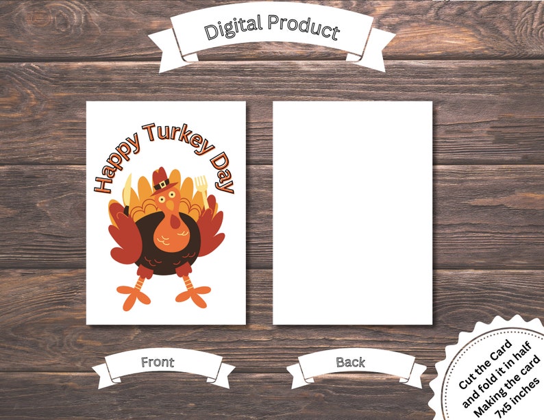 Printable Happy Turkey Day Card, Thanksgiving Card, Happy Thanksgiving ...