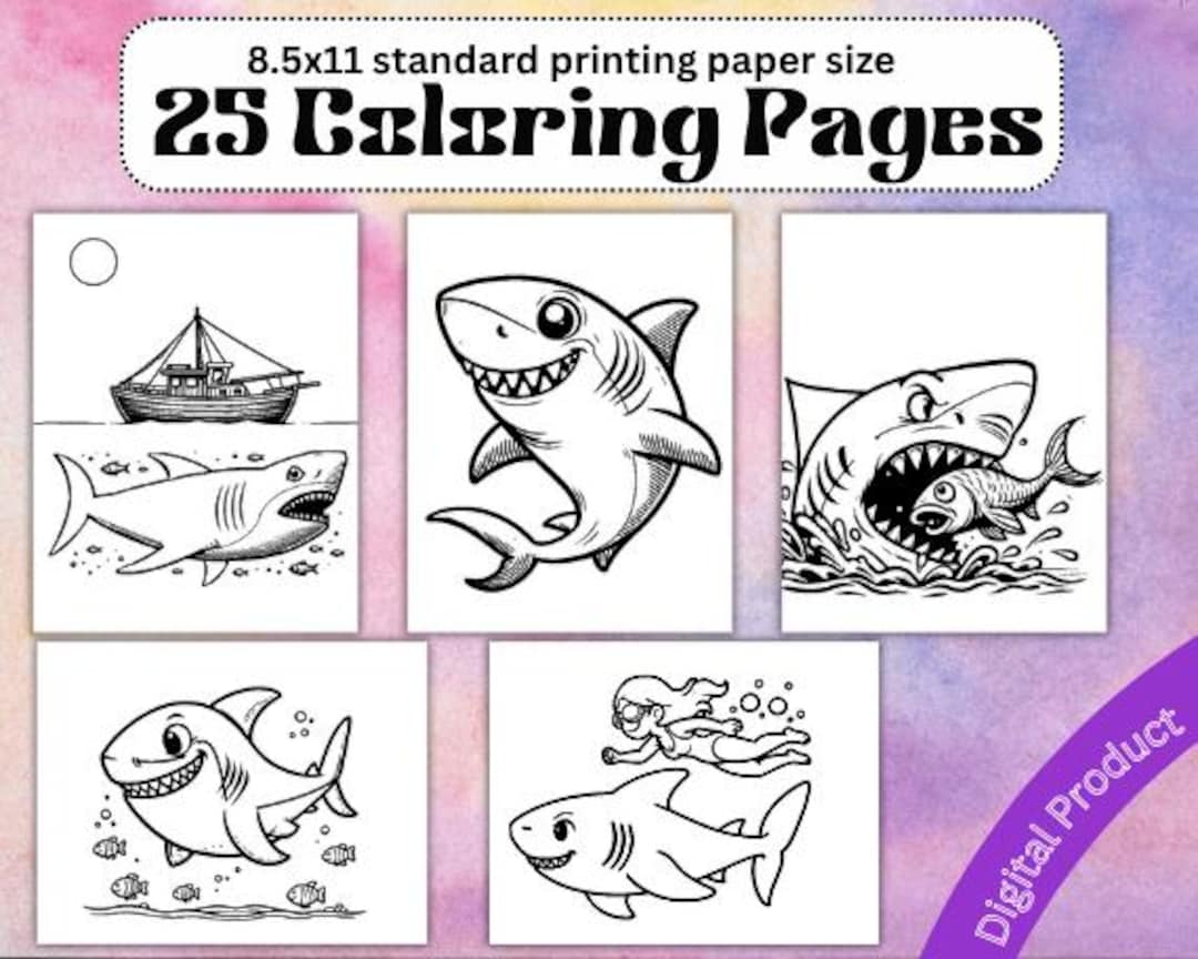 25 Printable Cute Shark Coloring Pages Shark Coloring Pages for Kids ...
