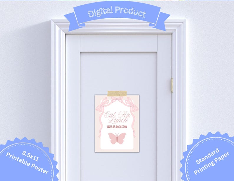 Pink Coquette Out for Lunch Sign: Butterfly Business Decor (digital ...