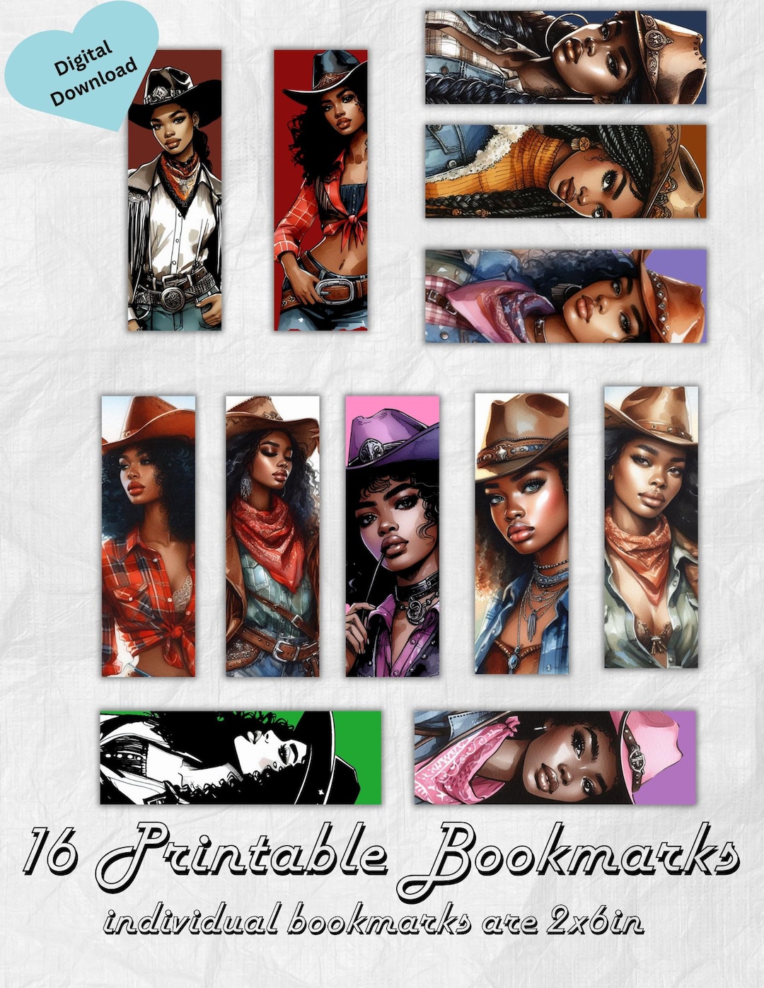 Printable Bookmarks Melanin Cowgirls Watercolor Cowgirl African ...