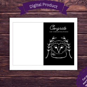 Printable Card Congratulations on Graduating, Goth Card, Owl Card ...