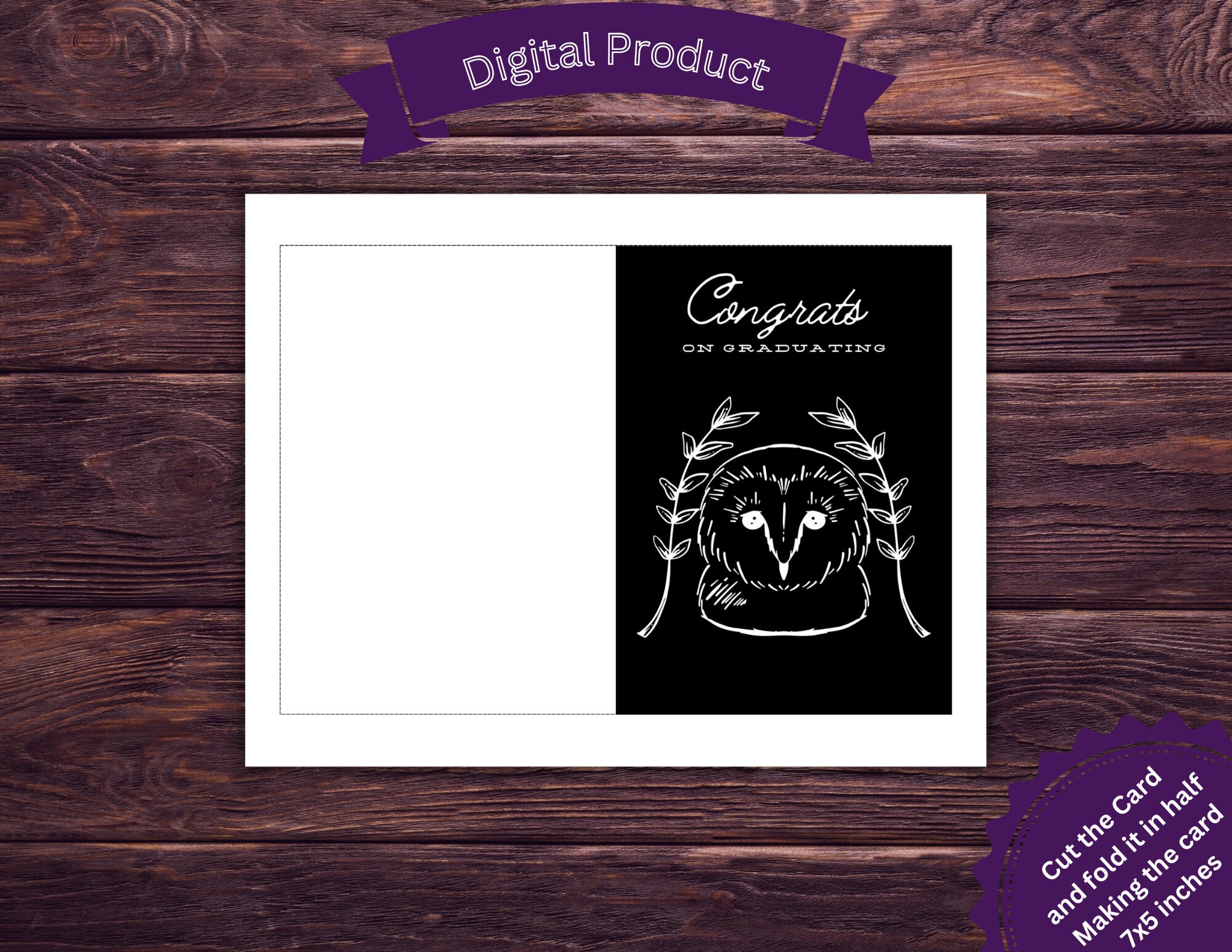 Printable Card Congratulations on Graduating, Goth Card, Owl Card ...