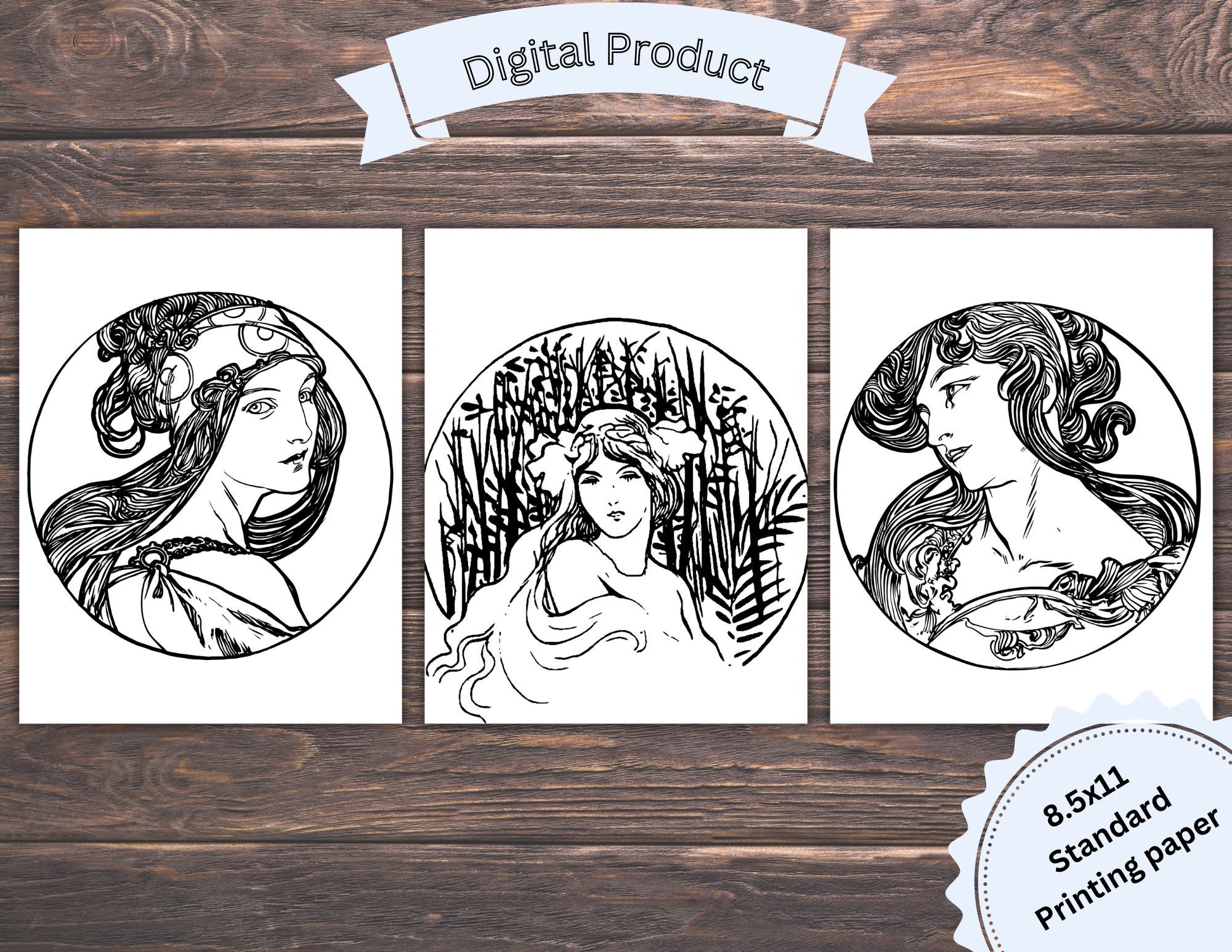 25 Printable Coloring Pages, Antique and Vintage Ladies, Coloring Book ...