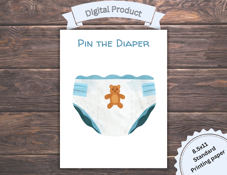 Printable Pin the Diaper, Baby Shower Game, Simple DIY Game, Instant ...