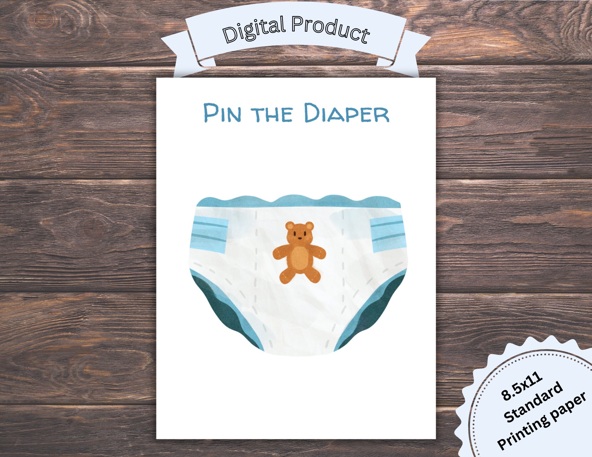 Printable Pin the Diaper, Baby Shower Game, Simple DIY Game, Instant ...