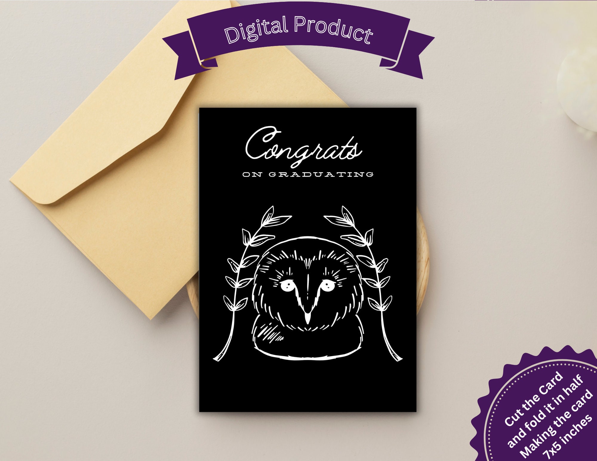 Printable Card Congratulations on Graduating, Goth Card, Owl Card ...