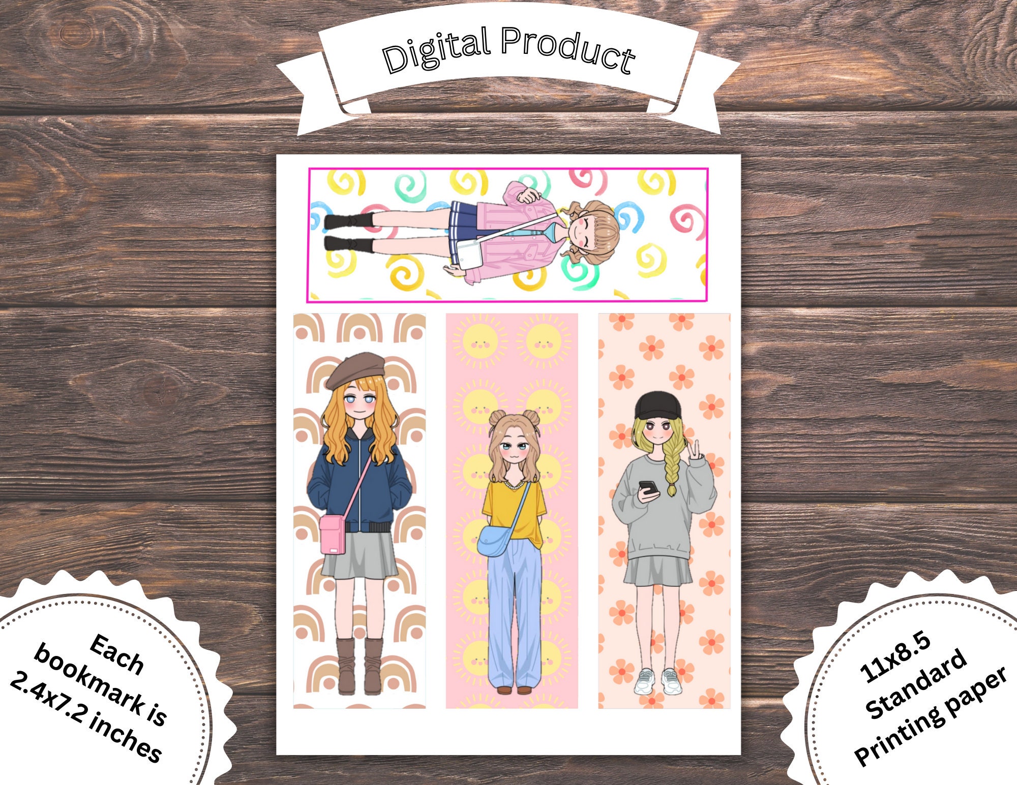 15 Printable Bookmarks for Anime Fan Manhwa Style Anime Girls Gift for ...