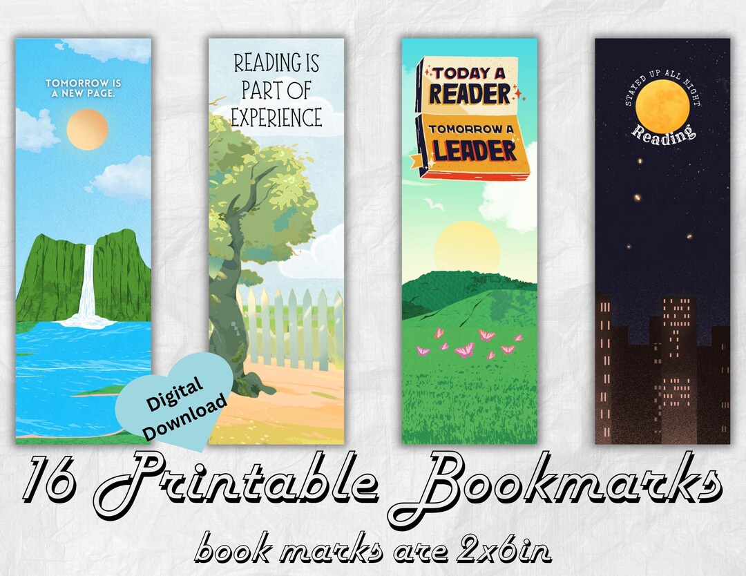 Printable Scenery Bookmarks Gift for Bookworms Kids Bookmarks Never ...
