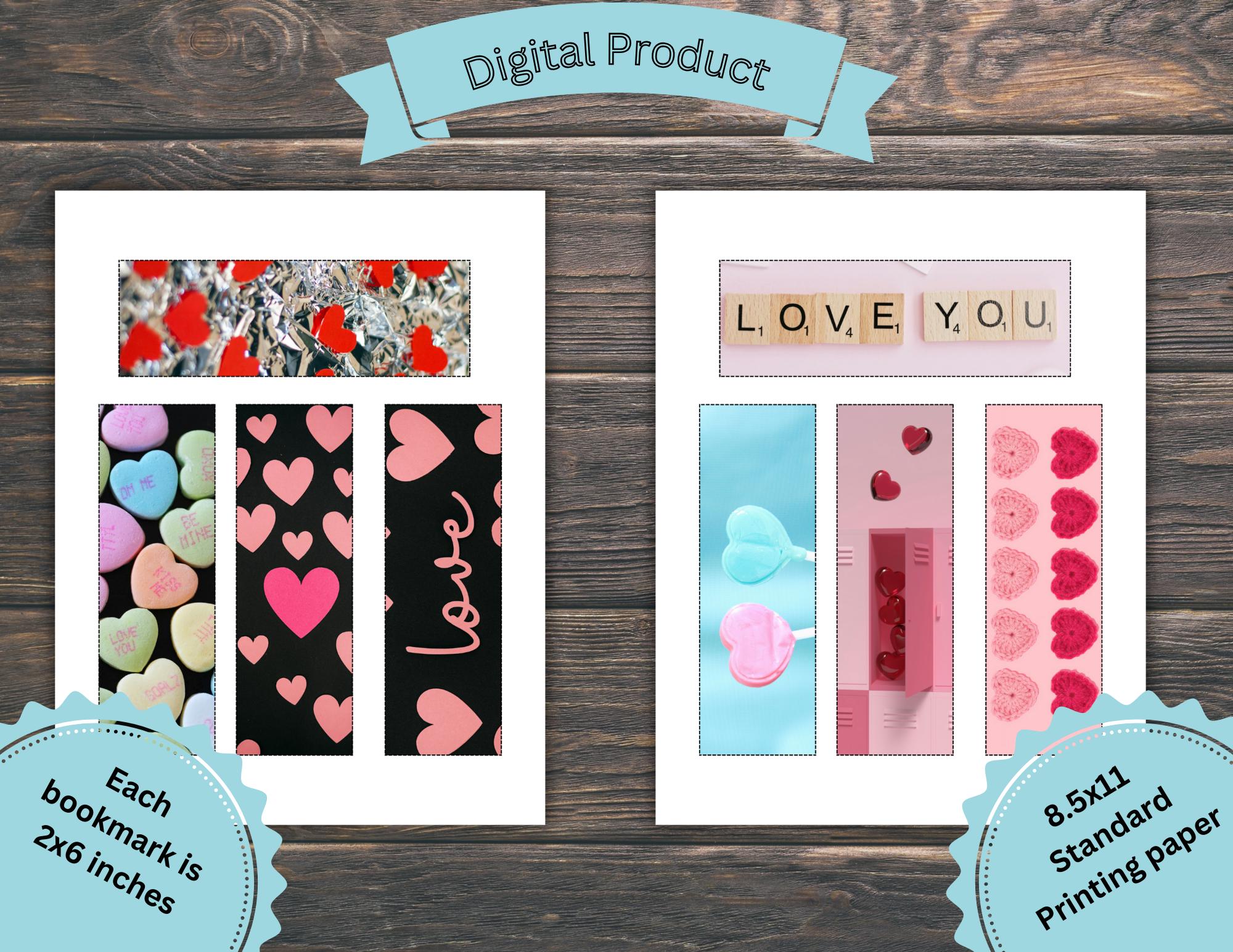 16 Printable Bookmarks, Valentine Theme, Valentine's Bookmarks ...