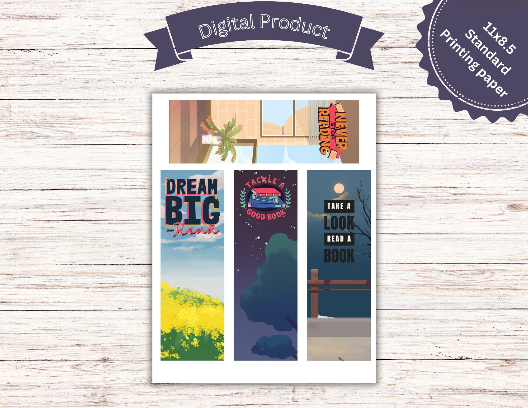 Printable Scenery Bookmarks, Gift for Bookworms, Cute Bookmarks, Never ...