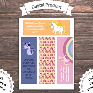 16 Printable Unicorn Bookmarks Girly Bookmarks Bookmarks Lot Cute ...