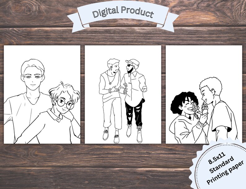 25 Printable Coloring Pages, Gay Anime Coloring Pages, Adult Coloring ...