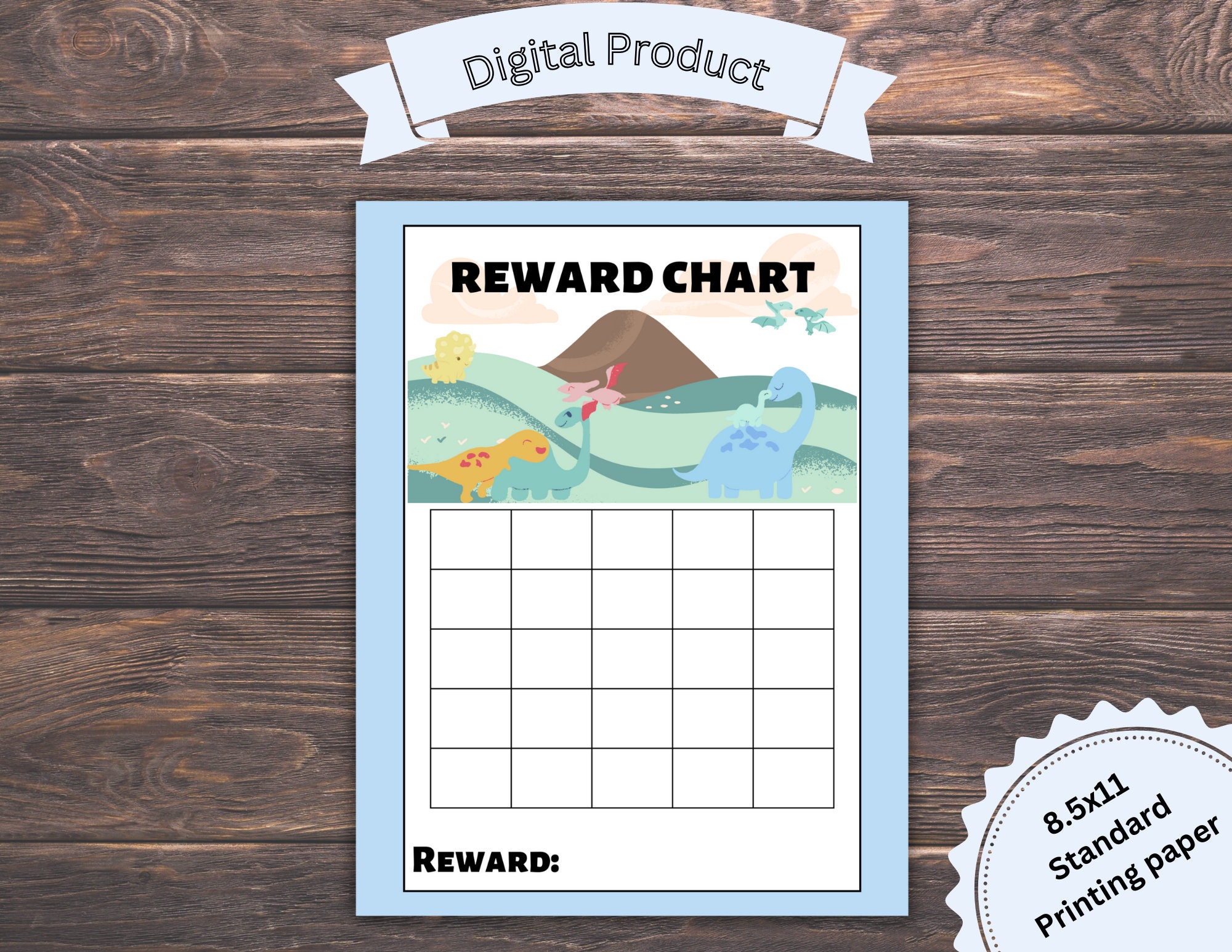 Printable Dinosaur Reward Chart, Printable Dinosaur Kids Behavior Chart ...