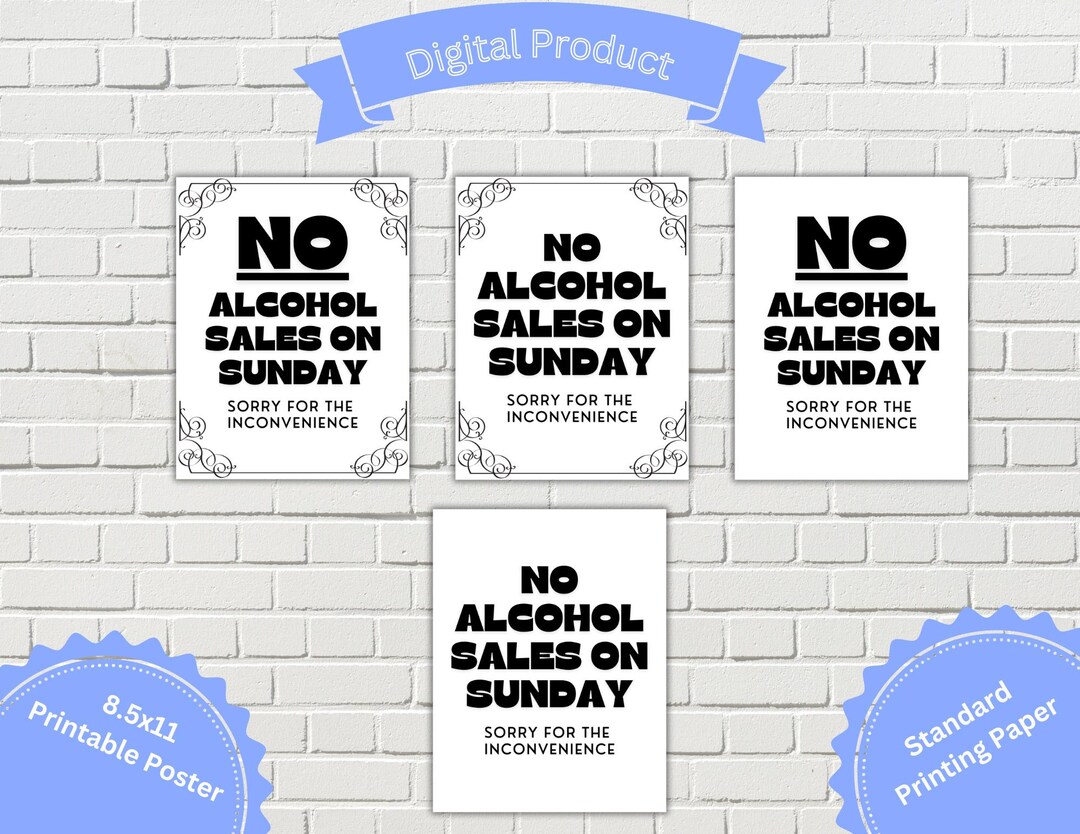 Printable Business Signs No Alcohol Sales on Sundays 8.5x11 Inches - Etsy