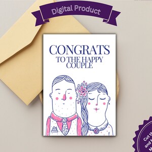 Printable Card Congrats to the Happy Couple Wedding Card Engagement ...