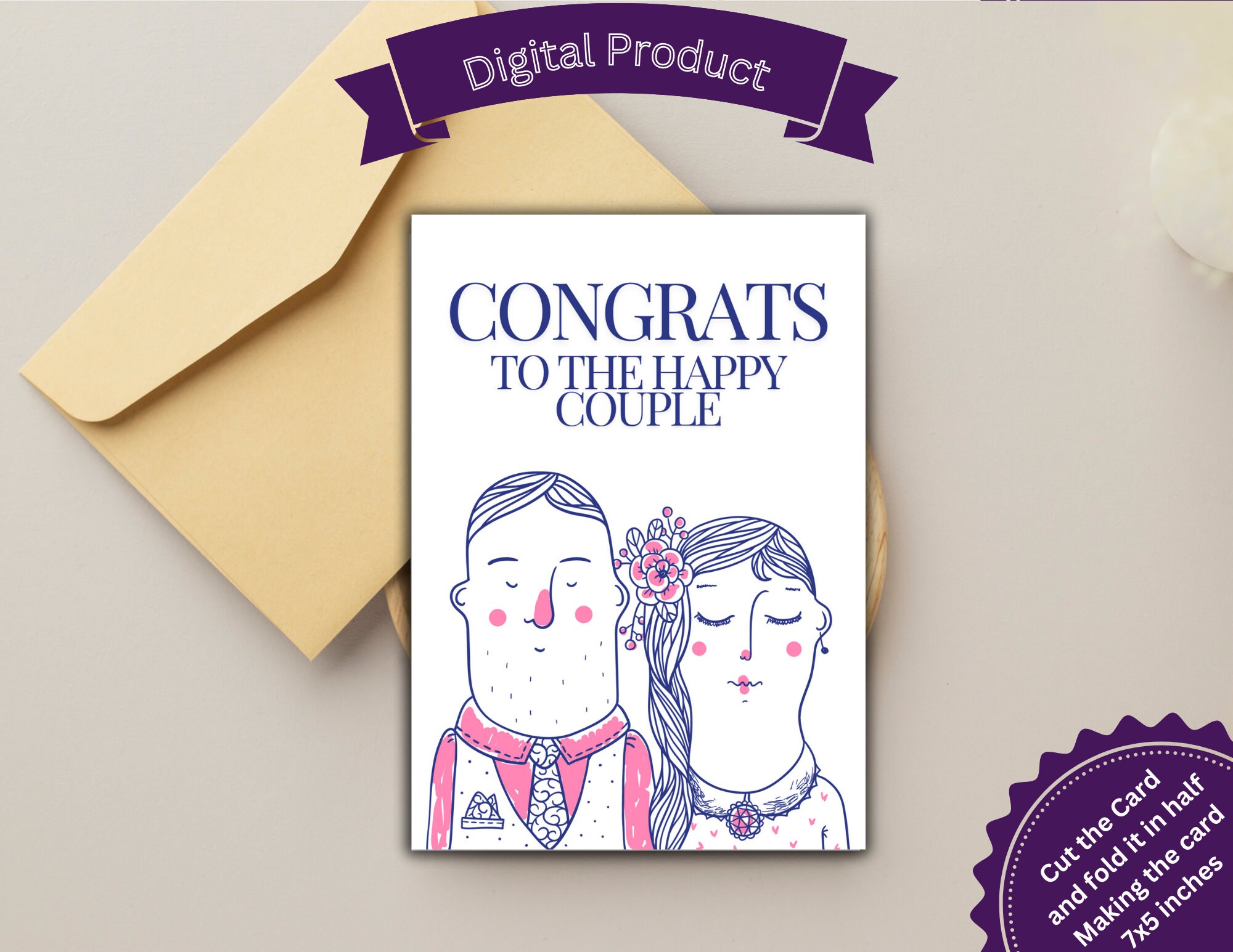 Printable Card, Congrats to the Happy Couple, Wedding Card, Engagement ...