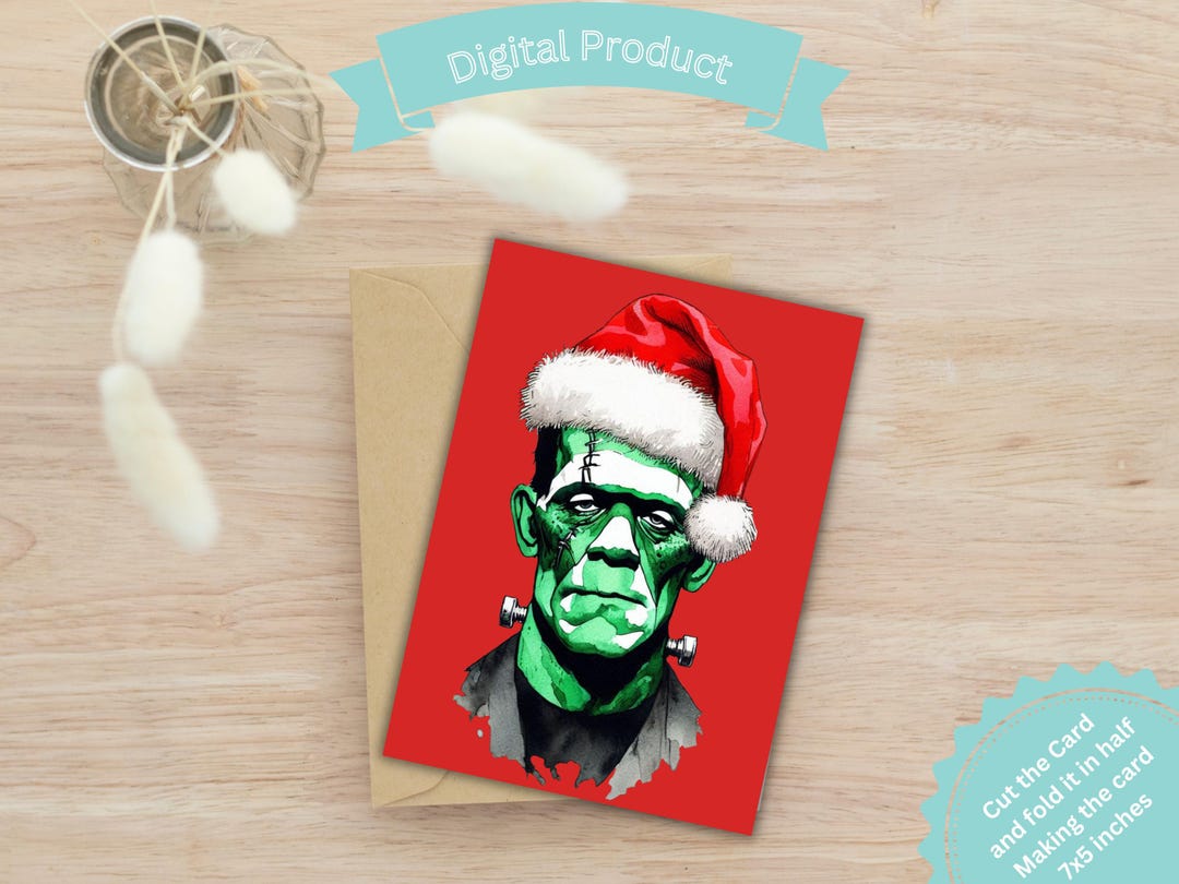 Printable Frankenstein Christmas Card: Horror Holiday Creepmas (digital ...
