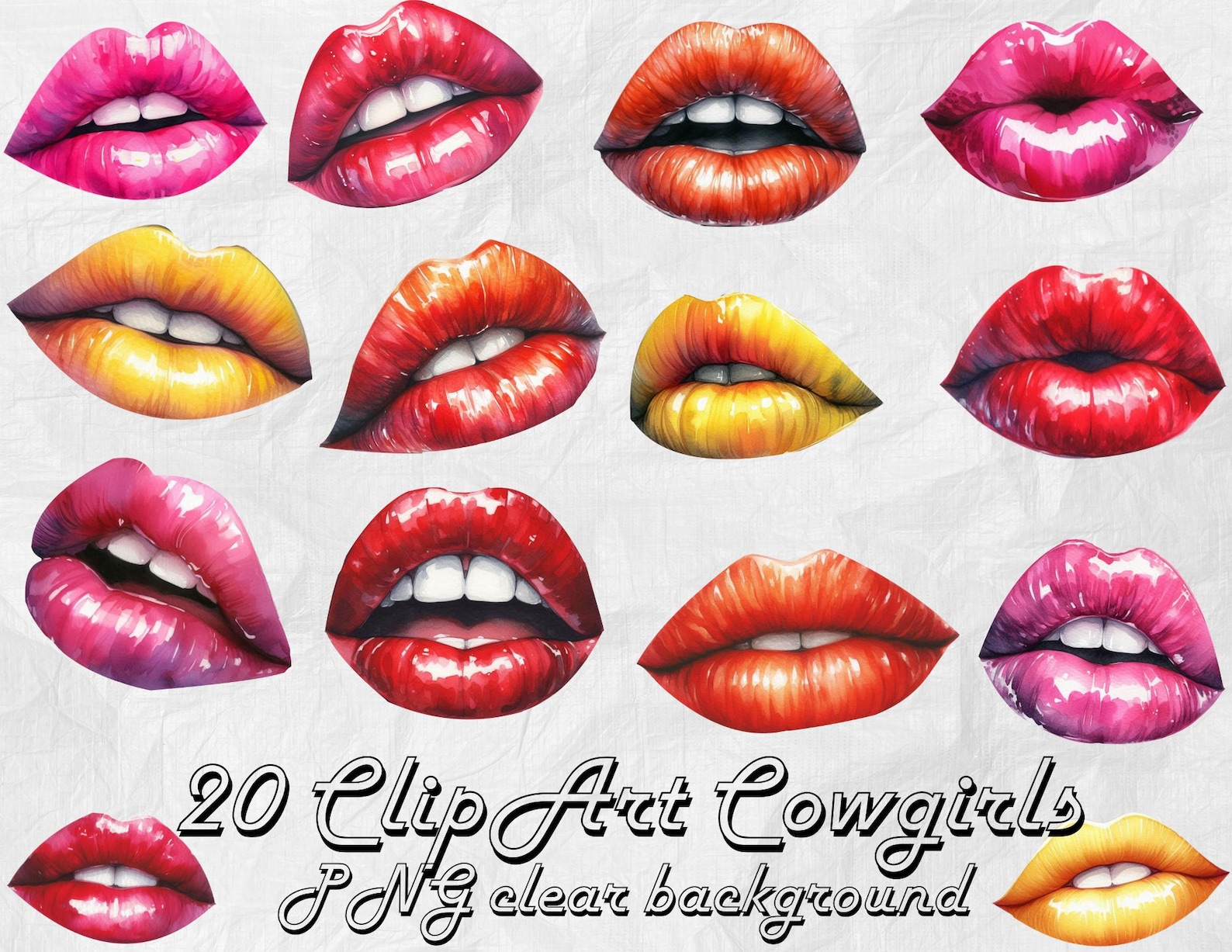 20 Watercolor Lips Clipart Red Lips Kiss PNG, Pink Lips Clip Art ...