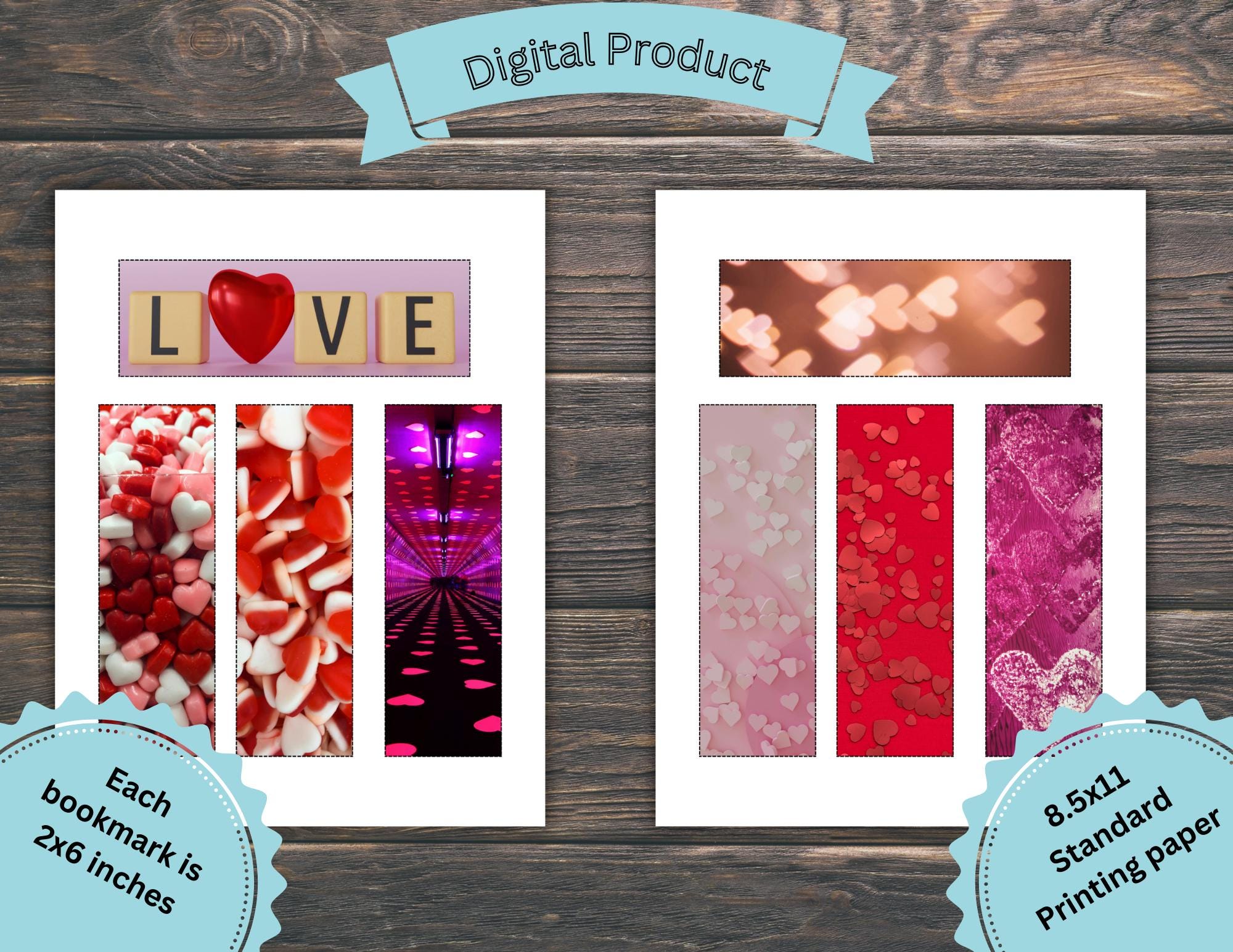 16 Printable Bookmarks, Valentine Theme, Valentine's Bookmarks ...