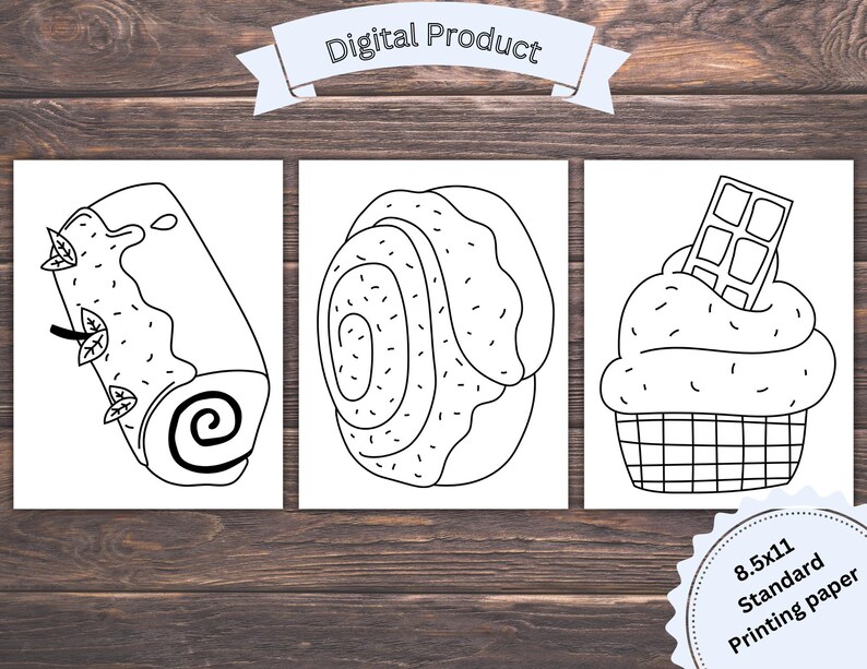 25 Printable Coloring Book Pages Baking Themed Coloring Pages Foodie ...