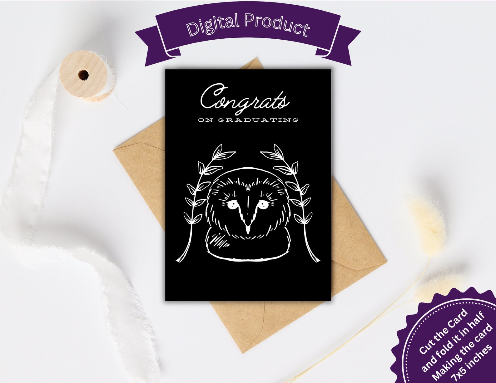 Printable Card Congratulations on Graduating, Goth Card, Owl Card ...