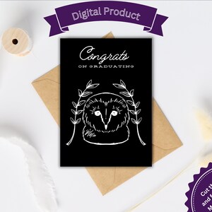Printable Card Congratulations on Graduating, Goth Card, Owl Card ...