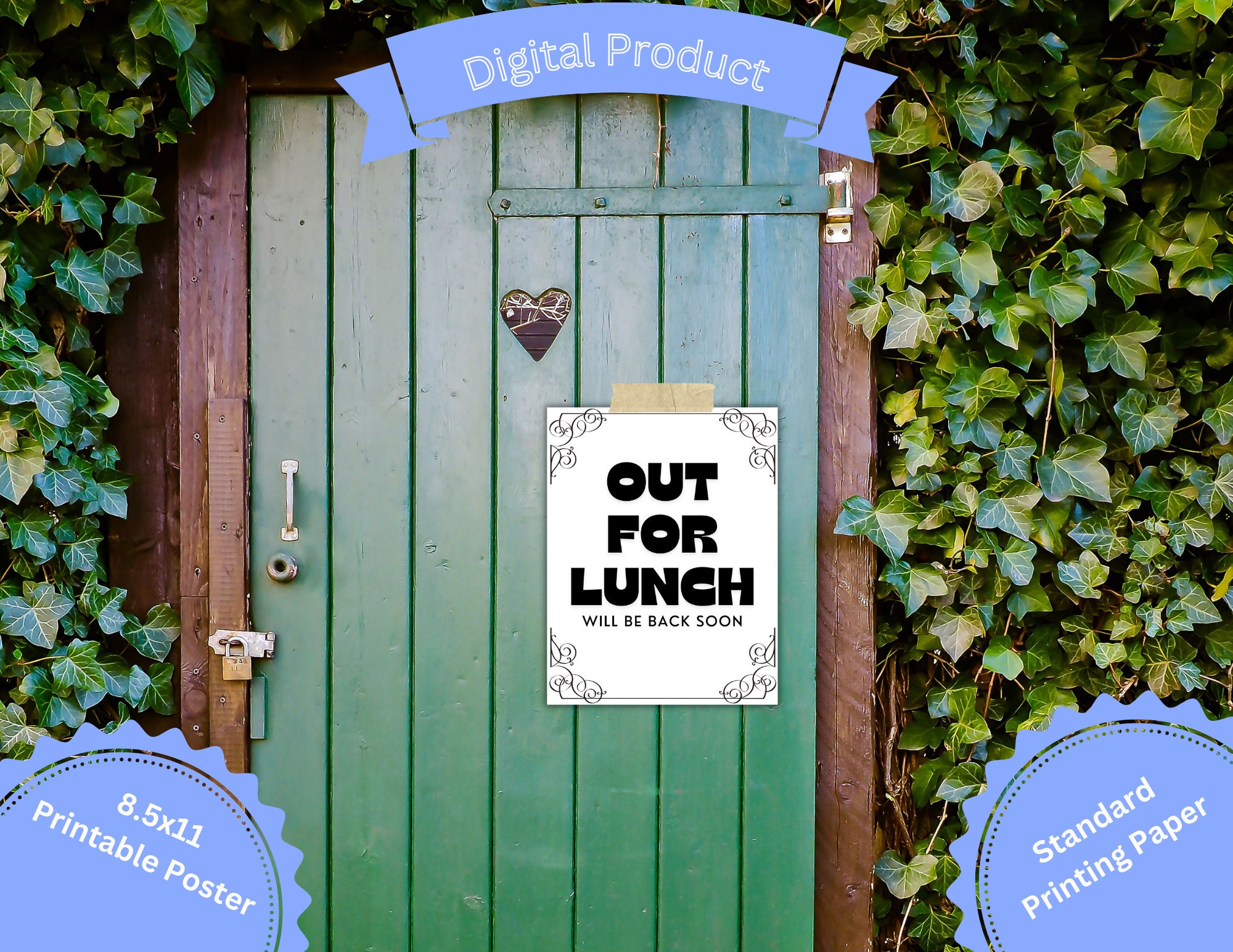 Printable Sign Out for Lunch Will Be Back Soon, Business Sign, Simple ...