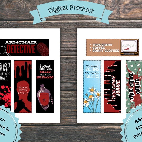 Printable Crime Bookmark - Etsy